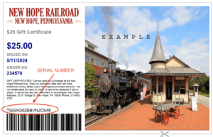 Gift Certificate Help - New Hope Railroad